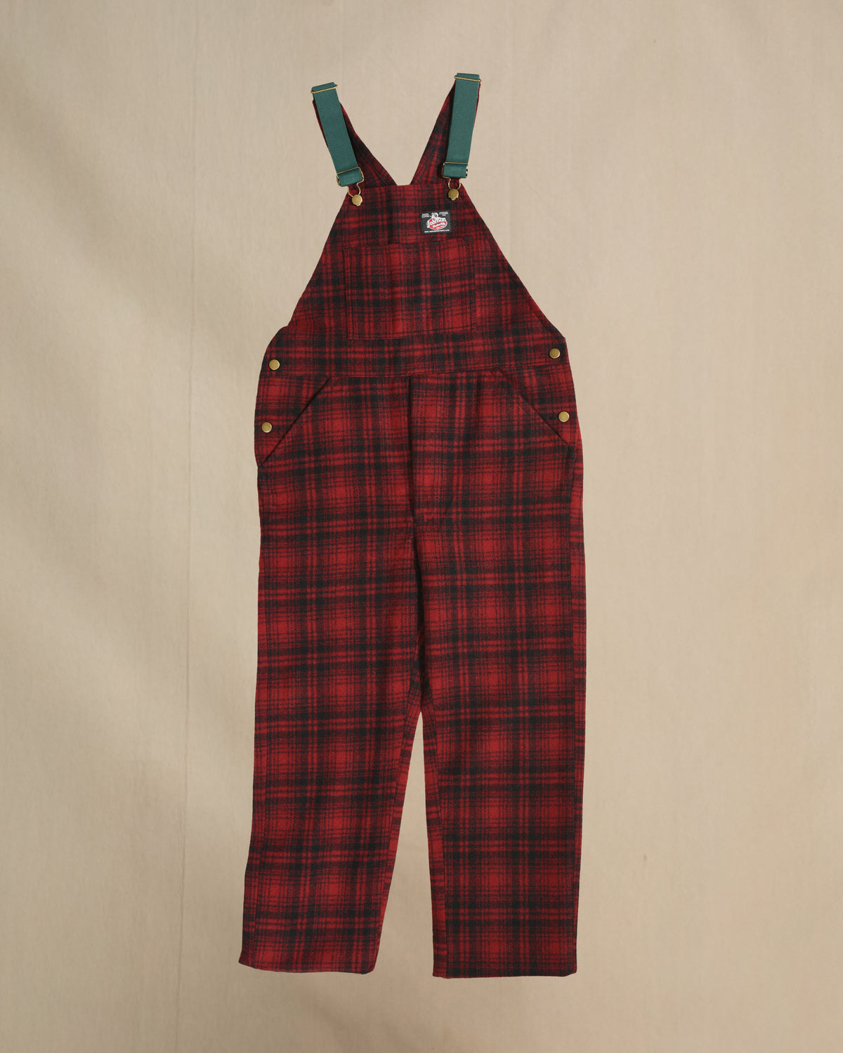 Wool Bib Overall - 95 - Red Black Muted Plaid – Johnson Woolen Mills