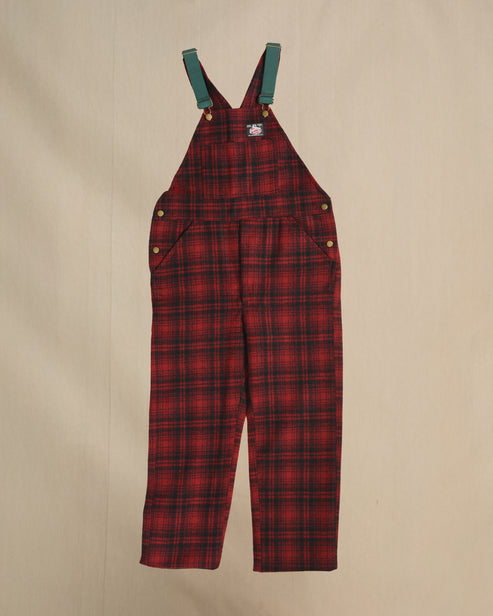 Wool Bib Overall - 95 - Red Black Muted Plaid – Johnson Woolen Mills