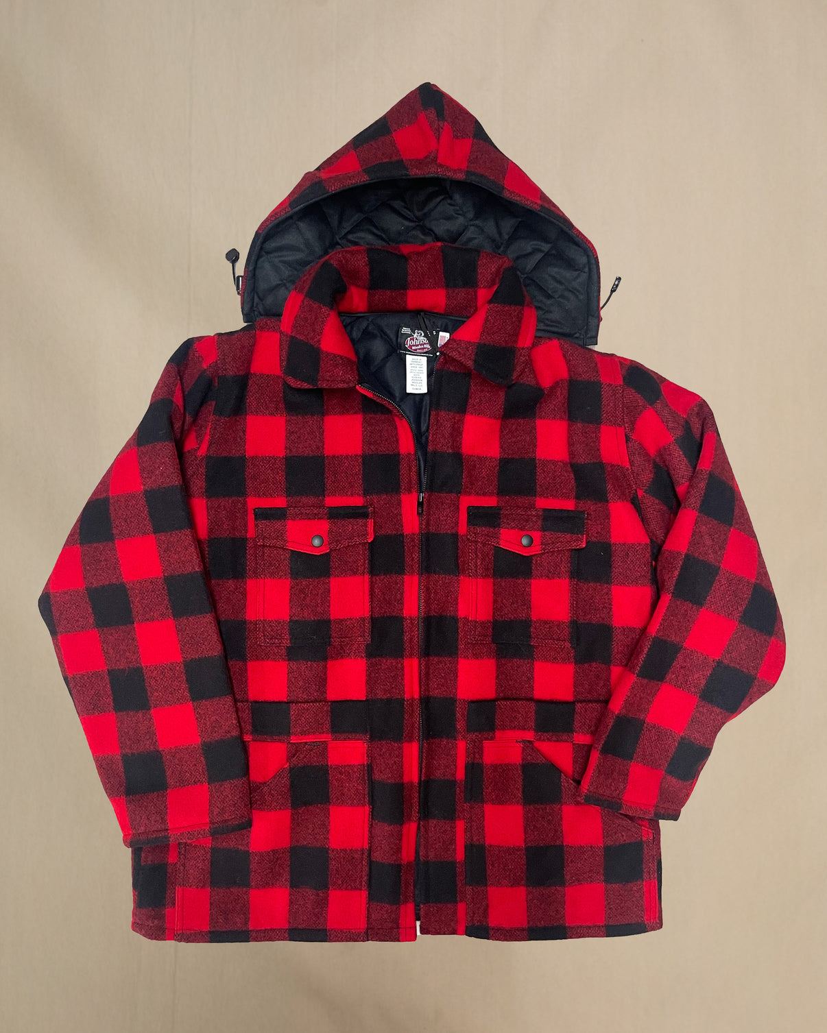Men's Lined Wool Jacket with Detachable Hood – Johnson Woolen Mills