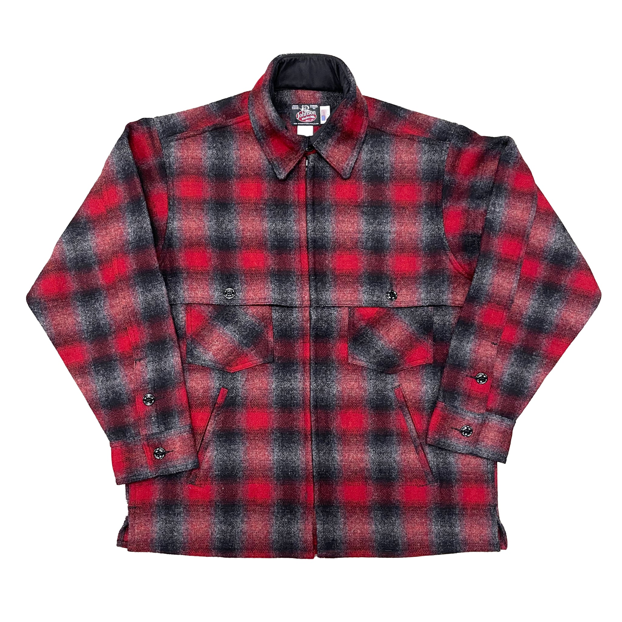 Double Cape Jac Shirt - Red Gray Muted Plaid – Johnson Woolen Mills